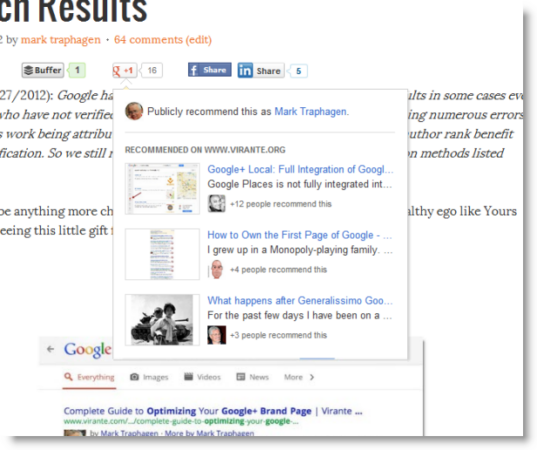 Google +1 Button Site Recommendations
